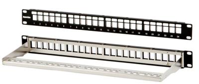 China 24 ports 1U 19&quot; modular patch panel, Flat Type, with rear cable manager (without modules), for shielded for sale