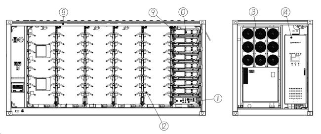 5MWh BESS Container external view and layout diagram