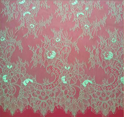 China French  Eyelash Lace Fabric with cord  for Bridal Dress with Ivory color for sale