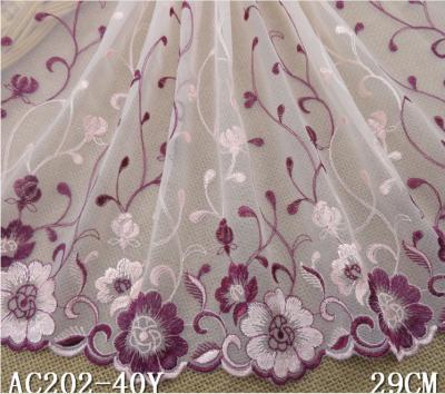 China New Fashion Embroidery Lace Trimming with Pink Color/Red Color for sale