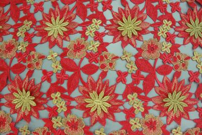 China 60cm Emulation Real Silks Chemical Lace Red/Green  Color Water Soluble Embroidery Fashion fabric for sale