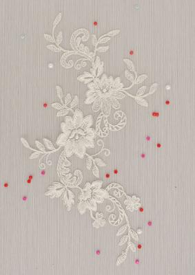 China Garment Accessories Embroidery Lace Applique with Cord  Ivory Color for sale