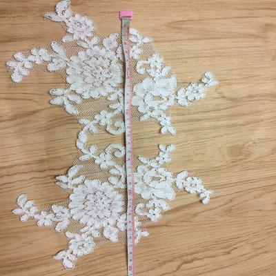 China Jacquard Cord Eyelash  Lace Applique  for Wedding Bridal Dress for sale