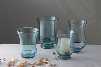 China Handmade OEM Blue Glass Vase For Home Use for sale