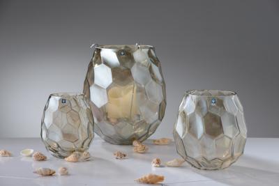 China OEM Handmade Grey Luster Glass Vase for sale