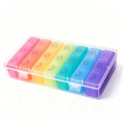 China Weekly Pill Organizer,3-Times-A-Day 7 Day Pill Box Large Compartments Moisture-Proof Pill Case Medication Reminder Portable Travel Container for Vitamins Fish Oil Compartments Supplements for sale