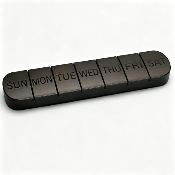 Quality 7-Slot Weekly Pill Organizer Matte Black Medical Gift Case for sale