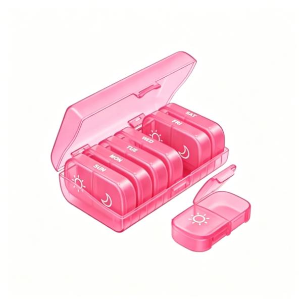 Quality 14-Slot Weekly Pill Case Matte Black Medical Promo Gift Case for sale