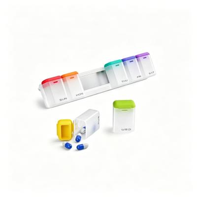 China 7 Day Pill Box, Magnetic Detachable Weekly Medicine Organizer, Bulk Portable Vitamin Storage Container for sale