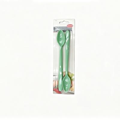 China Long Handle Plastic Spoons Set of 2, Reusable Green Dessert Spoons for Stirring Coffee, Tea, Milkshakes, Ice Cream, BPA-Free Lightweight Drink Stirrers and Soda Spoons for sale