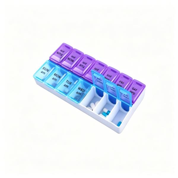 Quality Extra-Large 7-Day AM PM Pill Organizer 14-Slot Travel Case for sale
