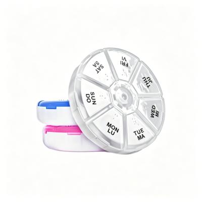 China 7-Slot Circular Pill Case Translucent Moisture-proof Medical Gift for sale