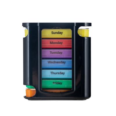 China Weekly Pill Organizer 7-Day Color-Coded Medicine Box Portable for Travel for sale