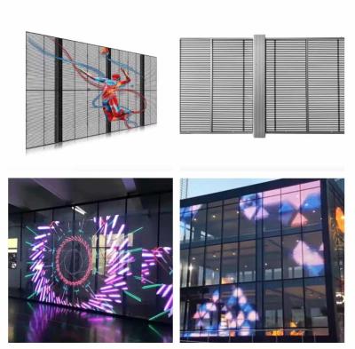 China Mantenimiento de P10.4mm LED Mesh Display Glass Window LED Mesh Facade High Brightness Easy en venta