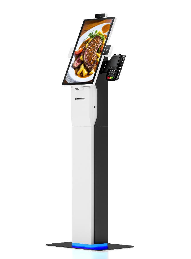 Technical view of kiosk rear panel with connectivity ports