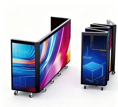 China Seamless 90-Degree Corner 6-Folding LED DJ Booth Display Counter with P2.6 P2.9 P3.91 Pixel Pitch for sale