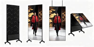 China P2.976 LED Poster Display with 800nit High Brightness and 33mm Ultra-Slim Cabinet on Locking Castor Wheels for sale
