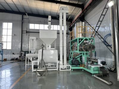 China 500–1000 kg/h Floating Fish Feed Production Line / Wet-Type Twin-Screw Feed Extrusion Line for sale
