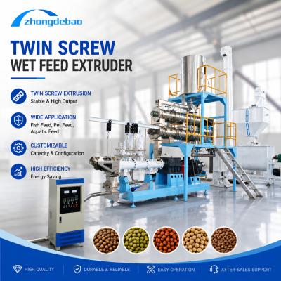 China 500 kg/h Floating Fish Feed Extruder — Wet-Type Twin-Screw Feed Extruder for sale