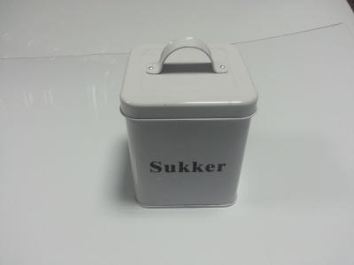 China Metal Tin Cookie Containers , Rectangle Tin Case With Handle, 0.25m Thickness for sale