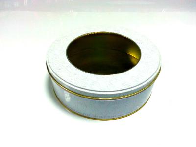 Cina Barattoli di latta rotondi promozionali, contenitori di metallo, casse della latta con la finestra della radura del PVC in vendita