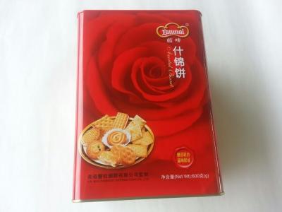 China Folha-de-flandres dos recipientes 0.23mm do biscoito da lata do quadrado vermelho com tampa redonda à venda