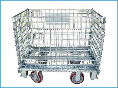 China Foldable storage wire mesh box with castors for sale