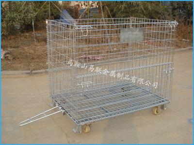 China foldable and stackable wire mesh warehouse cage with traction and wheels for sale