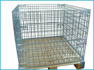 China wire mesh storage cage with the wooden pallet in the bottom for sale