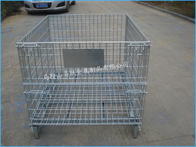 China foldable storage wire mesh box stack on the rack for sale