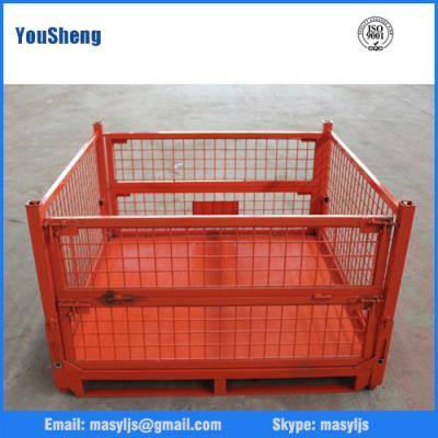 China Industrial Foldable Galvanized Wire Mesh Container With Wheels for sale