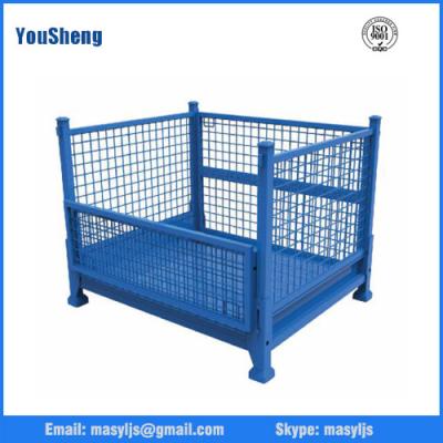 China Collapsible and Stackable Steel Pallet Container Warehouse Cage Box Stillage for sale