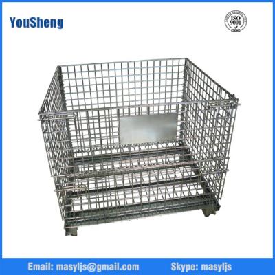 China Industrial Steel Heavy-duty Rigid Wire Mesh Container Type and Heavy Duty Scale foldable Wire Mesh Roll Cage Container for sale