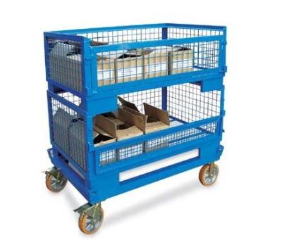 China Heavy-duty rigid rolling collapsible wire mesh container with caster stacking wire mesh cage for sale