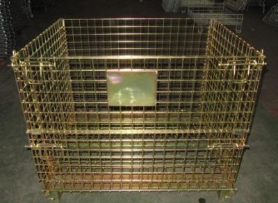 China Industrial warehouse folding stackable storage wire mesh basket container for sale