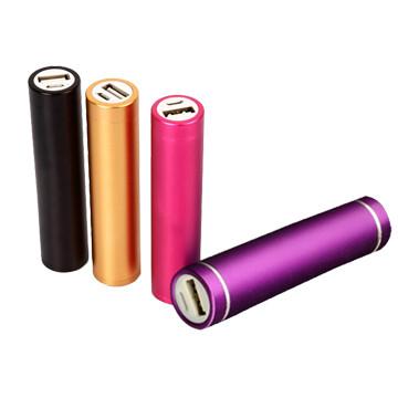 China Cell Phone Fast Charging Universal Power Pack 2600 mAh Aluminum Round Tube for sale