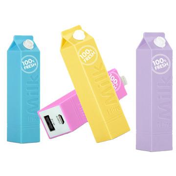 China Milk Box Universal 2600mAh Portable USB Port External Power Bank Charger for sale