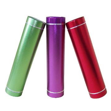 China 2600mAh Round Tube Metal Power Bank , Cellphone USB Power Pack for sale