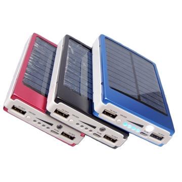 China Multi-function 10400mAh Metal Solar Panel Power Bank For iPhone / Samsung / Xiaomi for sale
