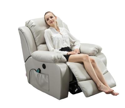 China adjustable recliner padded seat black PU leather 8 point heated massage function fabric recliner chair for sale