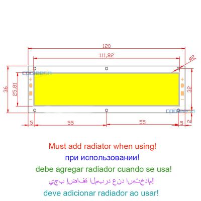 China Hot-sale 120x36mm COB LED Light Strip Panel Lamp 12V 10W LED Bulb Chip On Board Red Blue Cool Warm White COB Plate Car L for sale