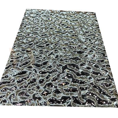 China Small Size Water Ripple Mirror Surface Black Titanium SS Embossed Sheet For Ornamental for sale