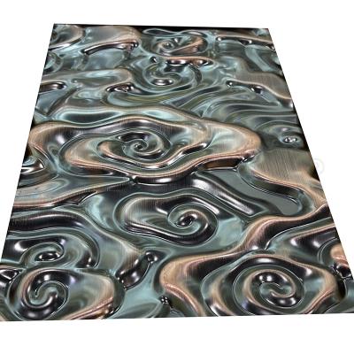 China SS 201 304 316 Embossed Stainless Steel Sheet Large Size Water Ripple Bronze Color Mirror for sale