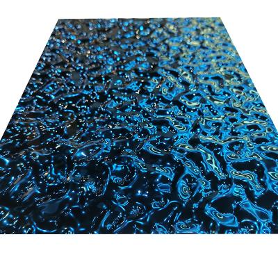 Cina Sapphire Blue Color ha impresso il piatto di acciaio inossidabile con la superficie dell'ondulazione dell'acqua in vendita