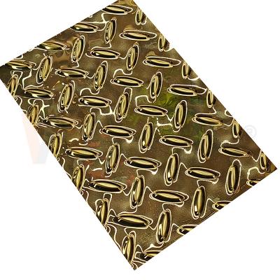 Cina Piatto di scivolo di Diamond Embossed Stainless Steel Sheet del grano del riso anti con colore di titanio dell'oro in vendita