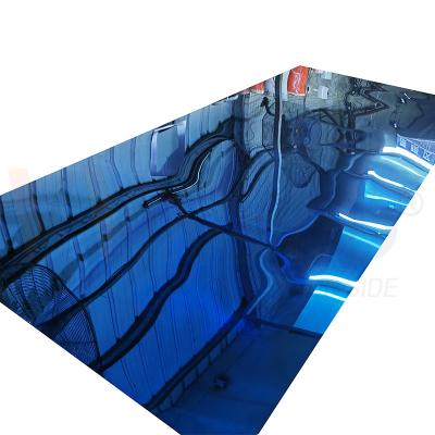 China 304 304L Grade Blue Colored Mirror Surface Stainless Steel Sheet 4FTX8FT for sale
