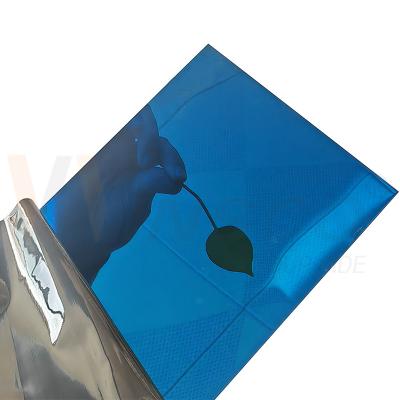China Customize Thickness Stainless Steel Decorative Plate AISI 304 SS Metal Sheet Mirror Finish Blue Coated for sale