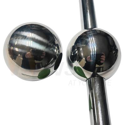 China AISI 201 304 SS Handrail Decoration Fittings 51mm 60mm Diameter Stainless Steel Hollow Ball For 19mm Round Pipe for sale