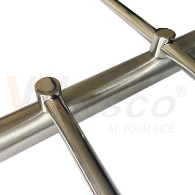 Cina Handrail Fittings SUS 304 316 Mirror Satin Blind Passant Hole Stainless Steel Cross Bar Holder For Round Tube in vendita