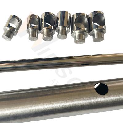 Cina Handrail Fittings SUS 304 316 Mirror Satin Blind Passant Hole Stainless Steel Cross Bar Holder For Round Tube in vendita